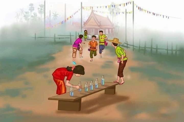 Bohm Toek Dak Dorb or Bottle Filling Game - IntoCambodia.org